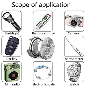 SKOANBE SR516SW 317 1.5V Button Coin Cell Silver Oxide Watch Battery（10-Packs）