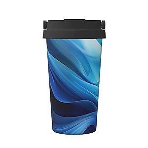 WANGXUEE Abstract Blue Print 500ml Stainless Steel Travel Tumbler Double Wall Vacuum Insulated Coffee Mug