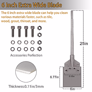 MYOYAY 6" SDS Max Floor Scraper - 25" Heavy-Duty Rotary Hammer Drill Tool, Durable Thinset Removal Chisel Bit for Effortless Tile, Vinyl, Linoleum, Hardwood, Concrete, and Mortar Floor Renovation