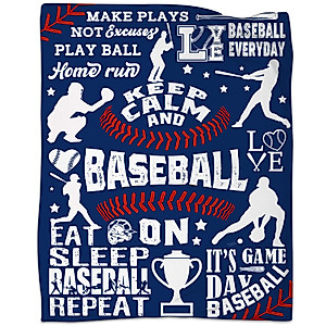 HAXOILO Baseball Gifts for Boys, Baseball Blankets Baseball Team Gifts 50x60 Warm Cozy Flannel Throw Blanket Baseball Gifts for Coach and Men