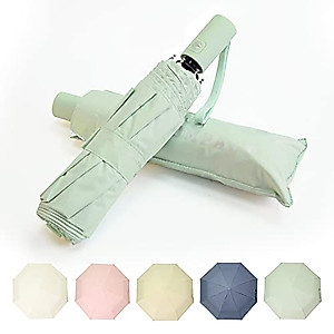 SY COMPACT Travel Umbrella Windproof Automatic Lightweight Compact Umbrellas for Women and Men Easy Carry (Mint Green)