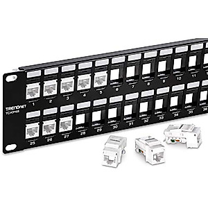 TRENDnet 48-Port Blank Keystone 2U HD Patch Panel, TC-KP48, 2U 19” Metal Rackmount Housing, HD Keystone Network Patch Panel, Recommended w/TC-K25C6 & TC-K50C6 Cat6 Keystone Jacks (Sold Separately)