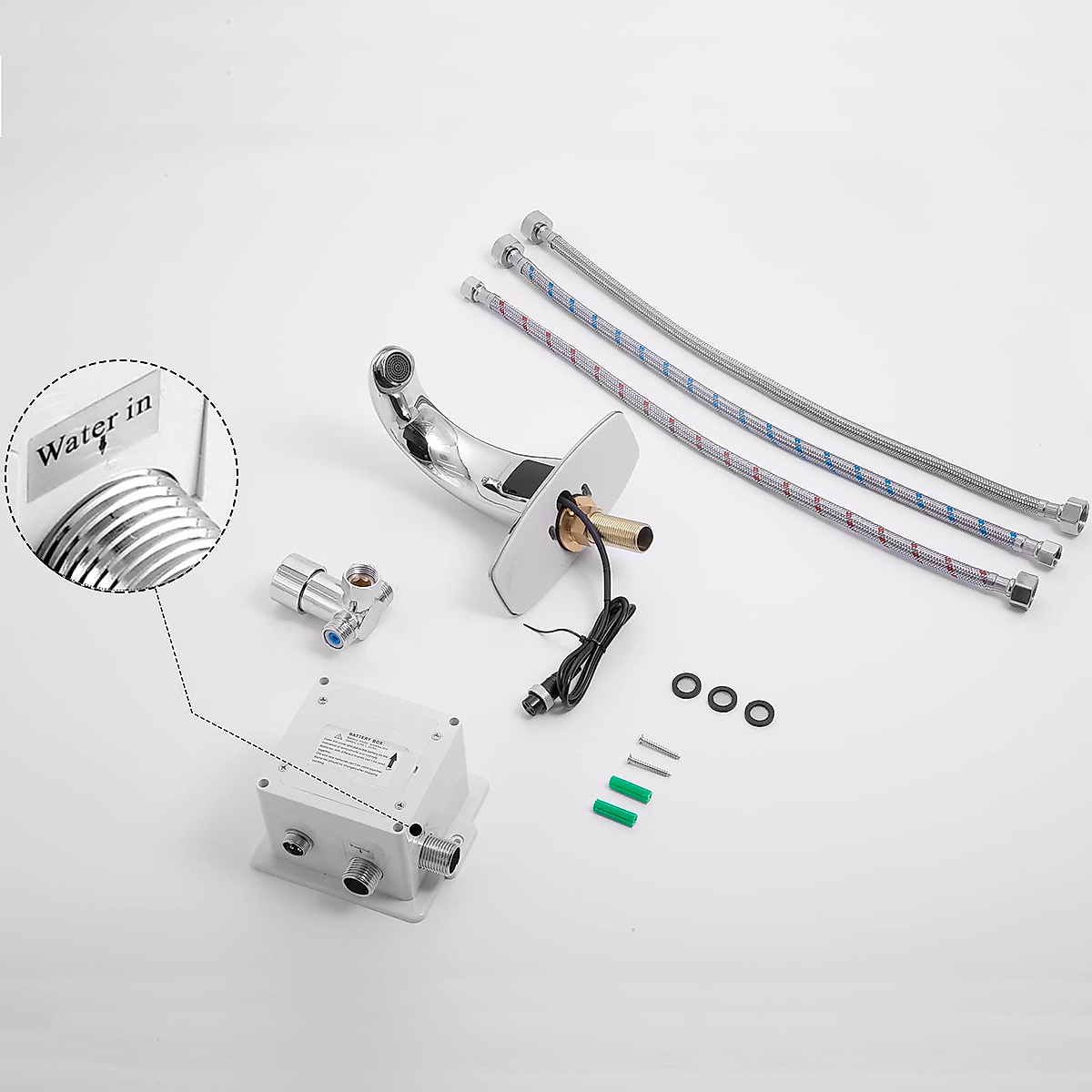 Charmingwater Touchless Bathroom Sink Faucet, Hands Free Automatic Sensor Faucet with Hole Cover Plate, Chrome