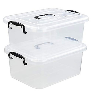 Bringer 2-Pack Plastic Storage Boxes, 8 L Clear Latch Boxes