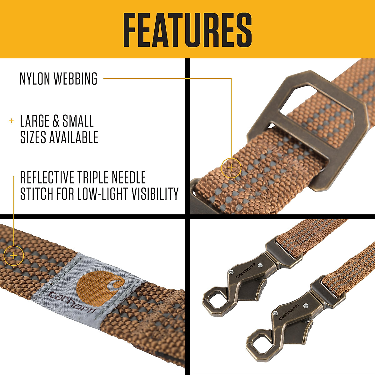 Carhartt Dog Leash Brown/Brushed Brass, Large