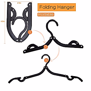 YOROYAL Travel Elastic Clothesline with 6pcs Portable Adjustable Clothes Hanger, 1 Pack Drawstring Organizer Backpack, Perfect for Camping, Hotel and Other Outdoor / Indoor Use (Black)