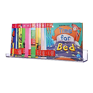 Sooyee 8 Pack 15 Inch Acrylic Invisible Kids Floating Bookshelf for Kids Room,Modern Picture Ledge Display Toy Storage Wall Shelf,Clear (8 Pack)