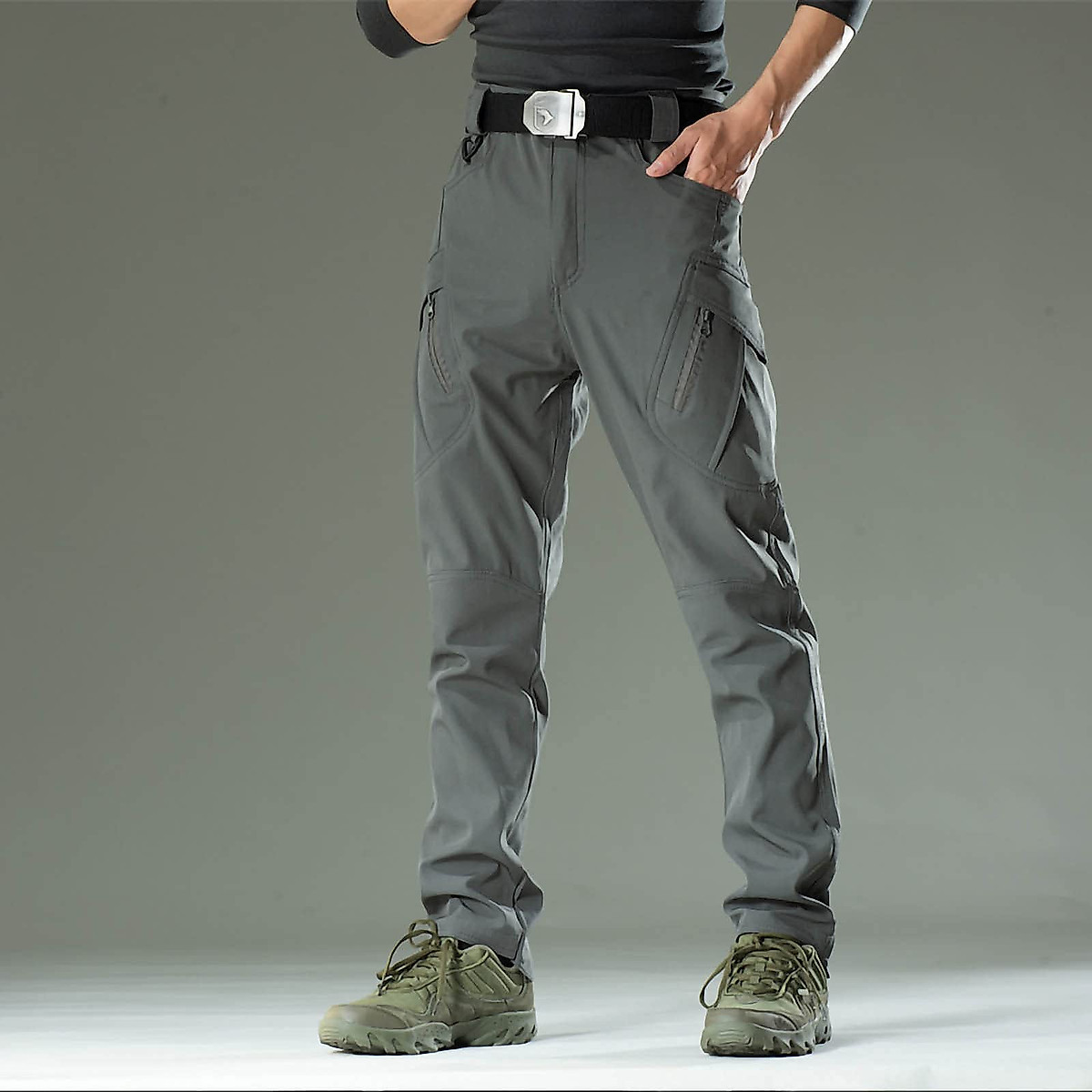 Men's Tactical Pants, Military Combat BDU/ACU Cargo Pants, Water Resistant Ripstop Work Pants, Hiking Outdoor Apparel Gray