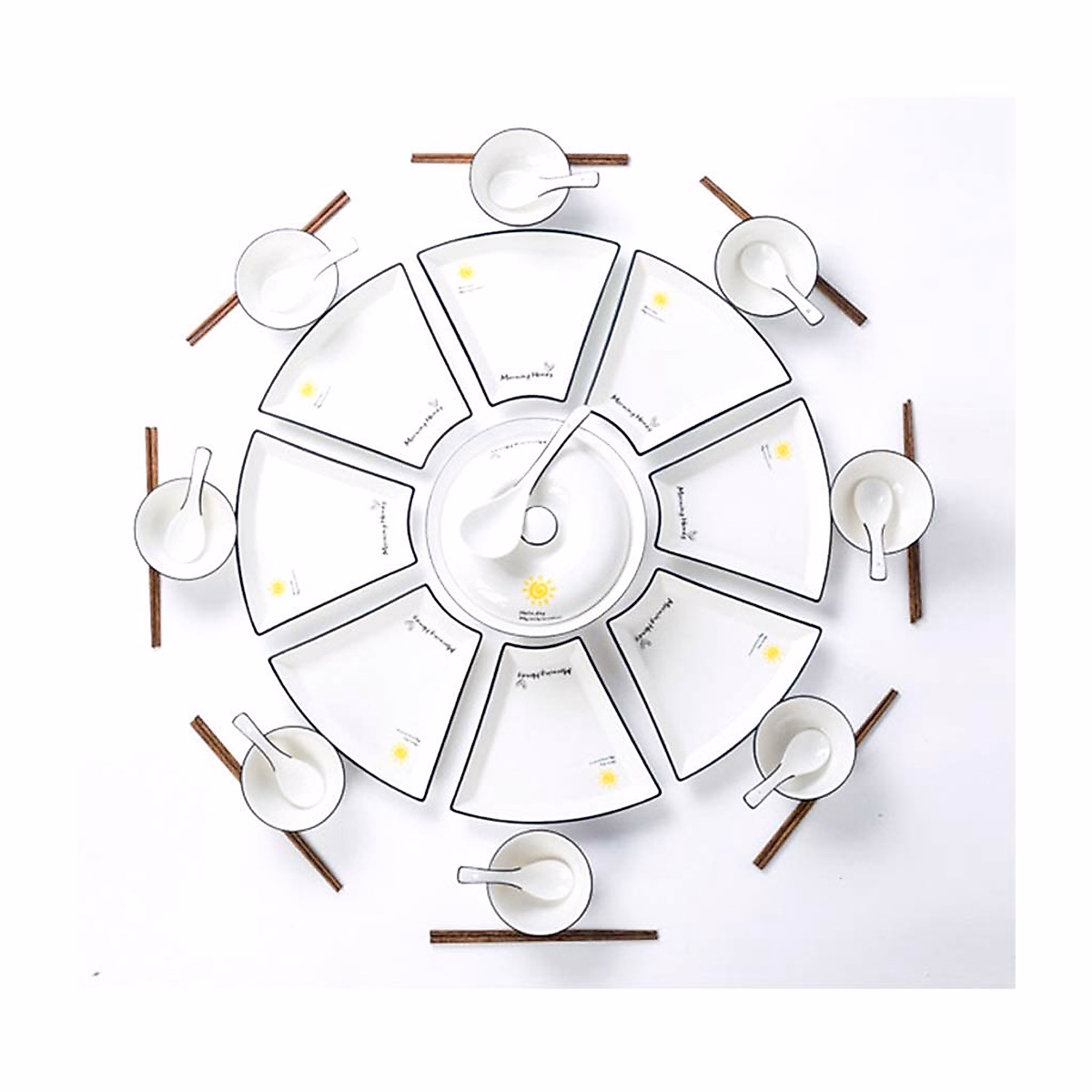 Dinnerware Set for 8 People Porcelain Tableware Dinner Sets White Plates and Bowls Sets Square Soup Dessert Plates Service Restaurant Kitchen and Family Party Use (Color : Package 4) (Package 1) (Pa