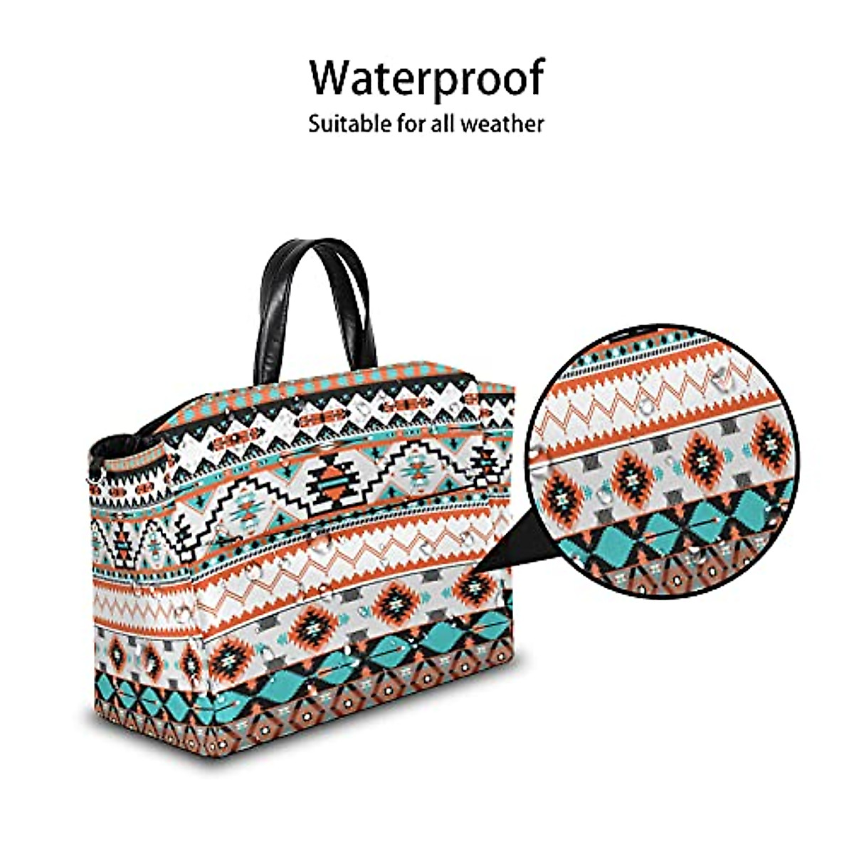 Aztec Print Diaper Bag Tote with Stroller Straps, Ethnic Chevron Large Capacity Baby Stroller Organizer Bag, Multi-Function Nappy Bag Travel Handbag