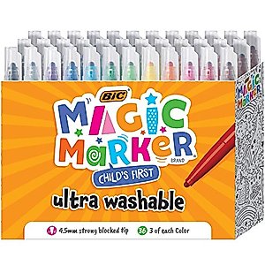 BIC Magic Marker, Flexible Brush Tip (4.5 mm), Assorted Colors, Kids Coloring, 36-Count