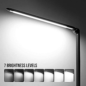 LE Dimmable LED Desk Lamp, 7-Level Brightness Adjustable, Soft Touch Dimmer, Daylight White, Eye Care Natural Light, High Intensity Office Task Lamp for Reading, Study, Computer Work and More (Black)