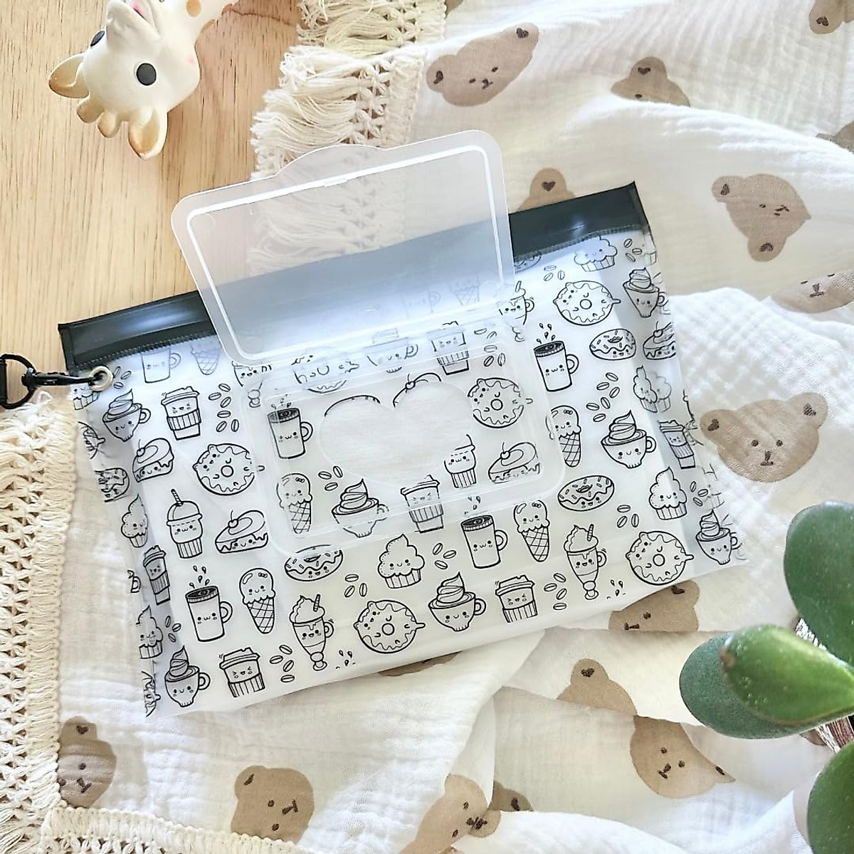 Orchid Hearts Baby Wipes Dispenser - Portable & Refillable Wet Wipe Pouch, Reusable Baby Wipes Holder & Baby Wipe Container, Baby Essential, Makeup Wipe Travel Case - Sweet Love, 2pcs