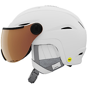 Giro Essence MIPS Vivid Snowboard Ski Helmet for Women & Youth w/Integrated Shield/Visor - Matte White - M (55.5-59cm)