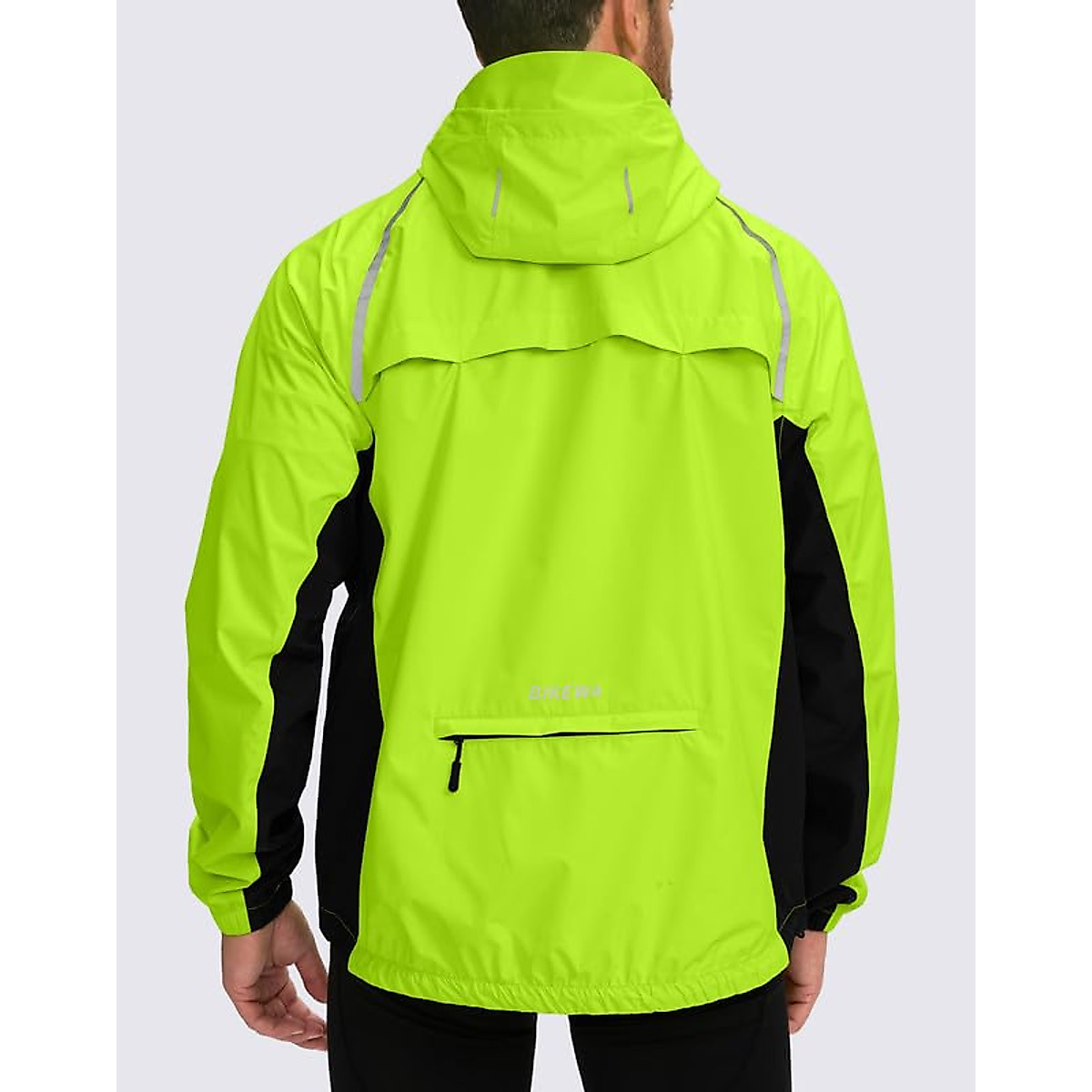 Men's Cycling Rain Jackets Waterproof Running Windbreaker Hooded Reflective Bike Hiking Biking Windproof Bicycle Riding(Fluorescent Yellow/Black,4XL)