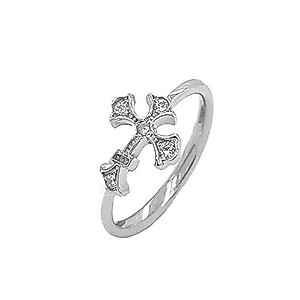 Takar 10K Gold Eastern Orthodox Cross Ring With Cubic Zirconia, Religious Rings For Women And Men, Cubic Zirconia Engagement Ring And Anniversary Rings For Women, Made In USA