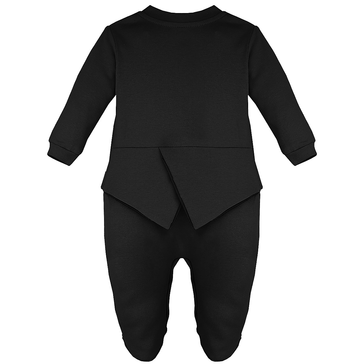 Lilax Baby Boy Gentleman Tuxedo Footie Christmas Holiday Outfit with Bow Tie (3 Months, Black)