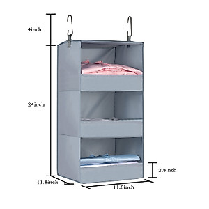 DonYeco 3-Shelf Hanging Closet Organizers and Storage, Collapsible Closet Storage Organizer, for RV Wardrobe Camp, Hanging Organizer for Shoes Toys Baby Clothes