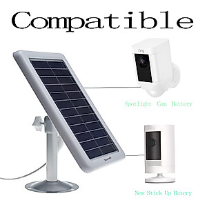 Solar Panel Charger for Ring Spotlight Camera, Ring Stick Up Camera,5 V 4.5 W Output Fast Charging,DC 3.5 Ring Special Connection Charging Port (White 1 Pack)