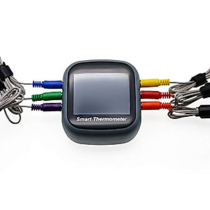 AMTAST Smart Wireless BBQ Thermometer 164ft Bluetooth Meat Thermometer for Barbecue Grilling Cooking Kitchen Food Meat with 6 Stainless Probes, Timer, Alarm