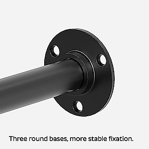 YATINEY Pipe Clothes Rack, 65.2in Wall Mounted Industrial Clothing Rack, Heavy Duty Detachable Garment Rack, Closet Hanging Clothes Rod, Multi-Purpose Hanging Rod for Bedroom, Black FS13L2BB