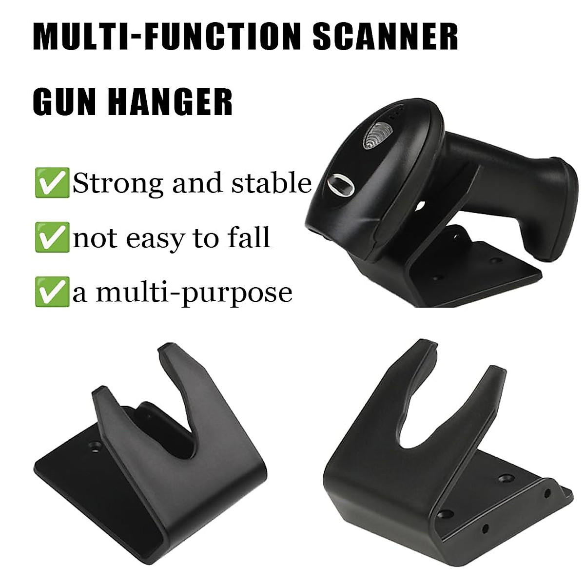 Barcode Scanner Holder, Universal Barcode Scanning Bar-Code Reader Cradle Holder Wall Mount Fit with Hardware (A)