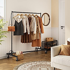 Hoctieon Z Rack,Rolling Clothing Racks with Z-Base,Heavy Duty Garment Rack,Clothes Rack On Wheels With Brakes,Sturdy Metal Hanging Holder,Clothes Organizer Rack - Black