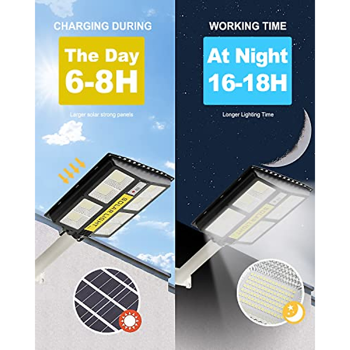 Solar Street Light Outdoor, Solar Security Lights Motion Sensor, 840LED Wide-Angle Super Bright Daylight White Solar Powered Flood Light for Yard, Fence, Garden, Patio, Front Door, Shed, Deck, Path