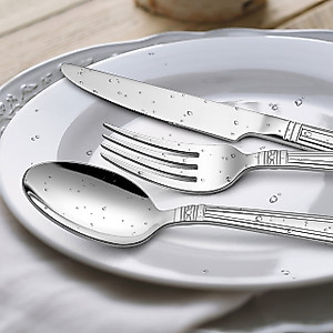 LIANYU 30-Piece Elegant Silverware Set, Stainless Steel Flatware Cutlery Set for 6, Fancy Eating Utensils Tableware Include Forks Knives Spoons for Home Restaurant Party Wedding, Dishwasher Safe