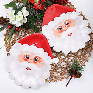 Aneco 50 Pieces Christmas Paper Plates Santa Plates Christmas Party Plates Party Supplies Party Tableware for Christmas Party
