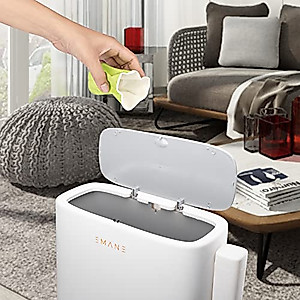 Slim Bathroom Trash Can with Attached Bag Reservoir - Modern 2 Layer Bathroom Trash Cans with Lids to Lock Odors In - Waterproof and Easy to Clean Small Trash Can with Lid - Trashcan for Your Bathroom