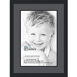 Art to Frames Double-Multimat-647-41/89-FRBW26079 Collage Photo Frame Double Mat with 1 - 12x18 Openings and Satin Black Frame