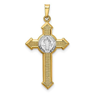IceCarats 14K Yellow Gold Saint Benedict Medal Inri Lord Jesus Christ Crucifix Holy Cross Necklace Religious Pendant Charm Only