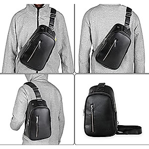 TITILT Leather Sling Bag for Men Chest Bag Waterproof and Multifunctional Comfortable Casual Daypack