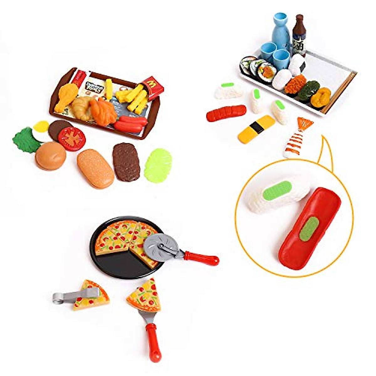 Kids Food cart Toy Sets,Kids Role Play Large Dining car Toys and 98pcs Food, Kitchen, Tableware Accessories., Educational Toys for 3+ Years Boys/Gir