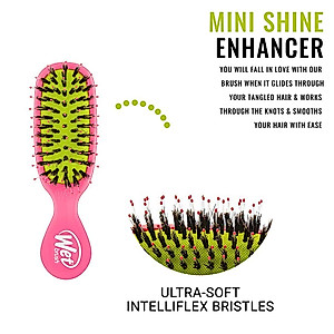 Wet Brush Mini Shine Enhancer Hair Brush, Pink - Exclusive Ultra-soft IntelliFlex Bristles - Natural Boar Bristles for All Hair Types - For Women, Men, Wet And Dry Hair