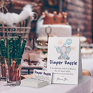 Maxxma Diaper Raffle Tickets with Sign Shower Games Kit, Party Decorations (1 Sign + 50 Raffle Cards), Bring a Pack of Diaper, Blue,pink (20220115)