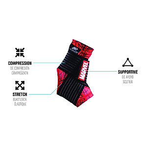 DonJoy Advantage Kids Figure-8 Ankle Support Featuring Marvel Compression Brace for Ankle Injuries Stability Youth Children Running Sports Basketball Soccer Tennis - Spider-Man XX-Small