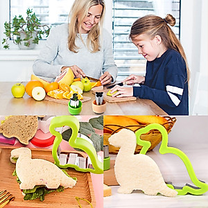 quirzx Dinosaur Sandwich Cutters for Kids, Animal Shapes Mini Vegetable Fruit Cookie Cutters Mold and Food Pick Set for Lunchbox Bento Box - 13 Pcs