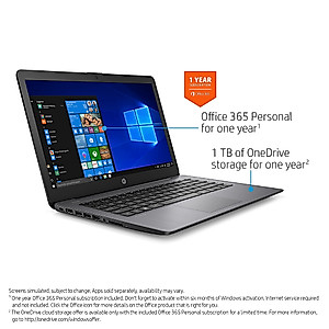 2021 HP Stream 14 inch Laptop, Intel Celeron N4020 Processor, 4GB RAM, 64GB eMMC, WiFi, Bluetooth, Webcam, HDMI, Windows 10 S with Office 365 for 1 Year + Fairywren Card (Black)