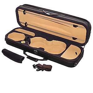 MI&VI NF-5003 Super Lightweight 3.6lb Sturdy Violin Travel Case 4/4 (Full Size) With Reflective Safety Strips | Hygrometer | Adjustable Shoulder Straps | Hard-Shell | High-Density Foam - MIVI Music