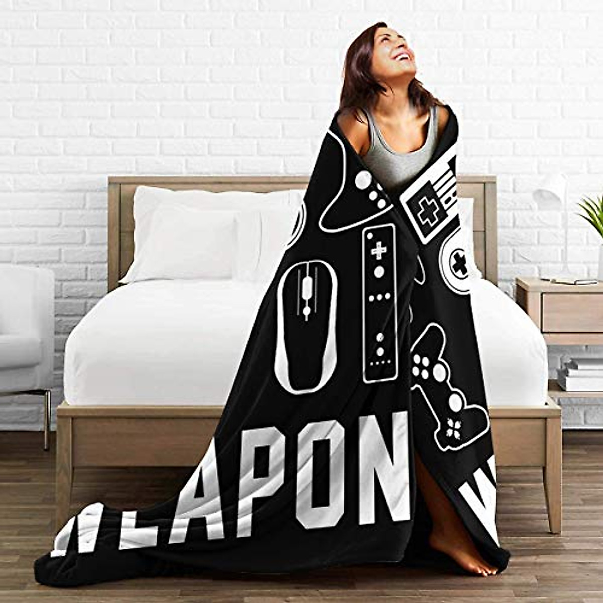 Gaming Throw Blanket Your Controller Gamer Player Ultra-Soft Micro Light Weight Warm Fleece Flannel Blanke for Living Room Bedroom Sofa Chair (60"x50", Gamer Blanket)