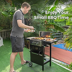 Captiva Designs 2-Burner Propane Gas BBQ Grill with Cast Iron Griddle Pan, 20,000 BTU Output Small Barbecue Grill for Outdoor, Patio, Backyard and Balcony