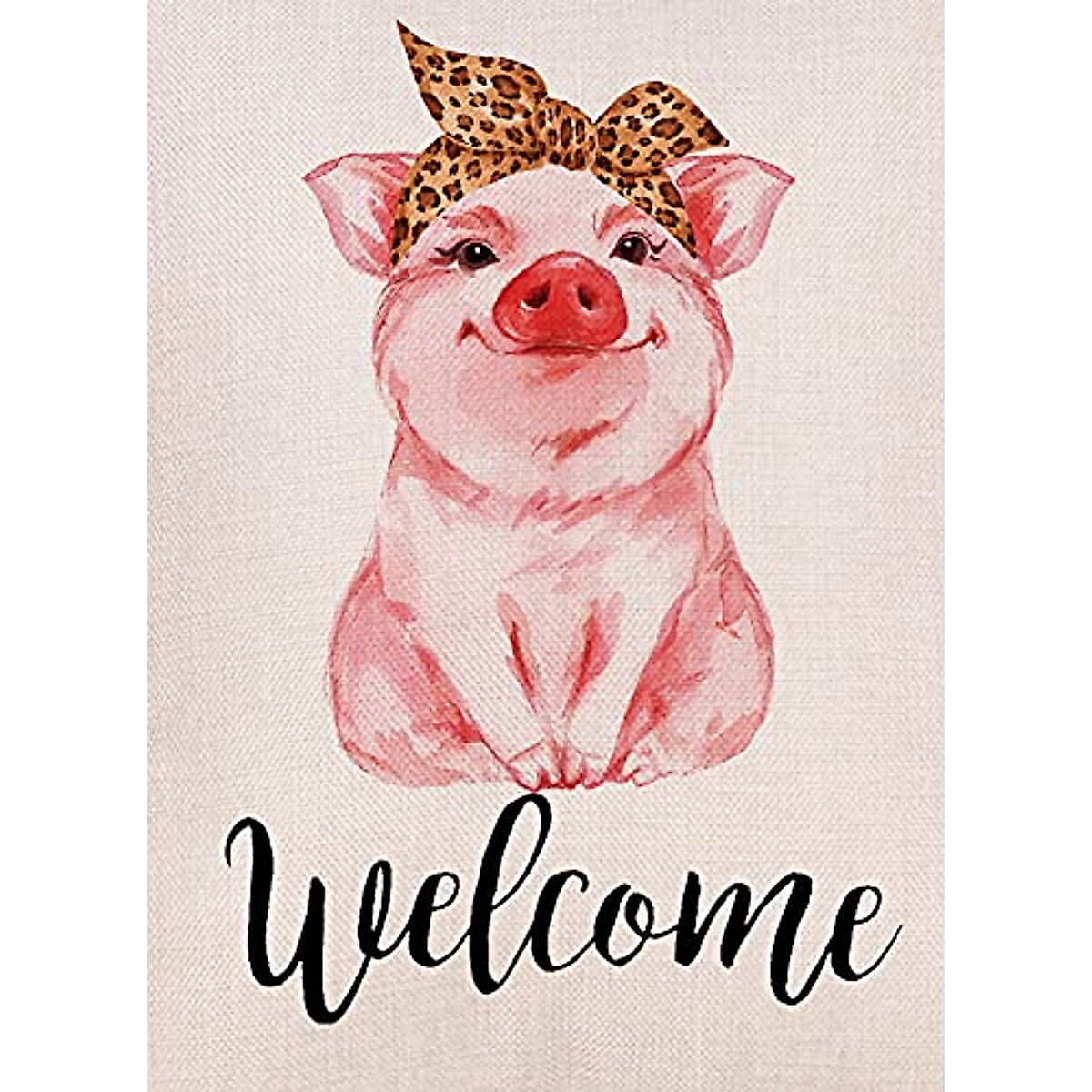 Welcome Summer Cheetah Bandana Pig Garden Flag Vertical Double Sized Home Holiday Party Yard Outdoor Decoration 12.5 x 18 Inch