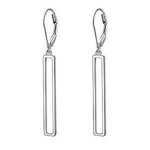 S925 Sterling Silver Vertical Bar Rectangle Dangle Drop Earrings for Women Teen