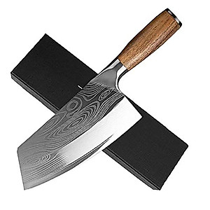 MUDHEN Cleaver Knife-Vegetable Cleaver 7" Kitchen Knife-Chinese Chef's Knives-Cleavers-Cleaver Kitchen Knife- Meat Cleaver Superior Class Stainless for Kitchen with gift box(German Steel Kitc
