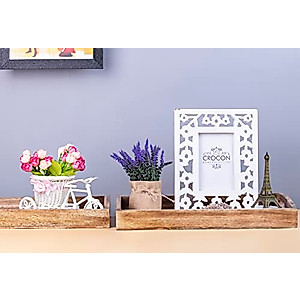 Serving Tray with Handles - Vanity Tray, Wooden Tray, Trays for Coffee Table, Bathroom Trays for Counter, Ottoman Tray, Party Trays for Serving Food, Rectangle Tray, Set of 2 Brown