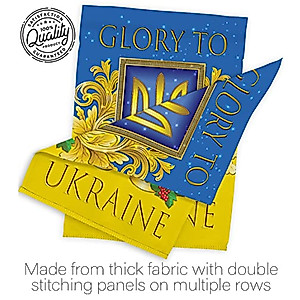 Ukraine Flag Glory to Ukraine Garden Flag Set Wood Dowel Support Cause Stand with Ukrainian House Decoration Banner Small Yard Gift Double-Sided, Made in USA