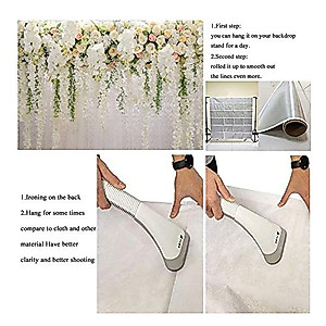 White Rose Floral Theme Photography Backdrops Bridal Shower Wedding Flowers Photo Background Baby Girl Birthday Party Portrait Dessert Cake Table Decor Photo Booth Studio Props 7x5ft Vinyl