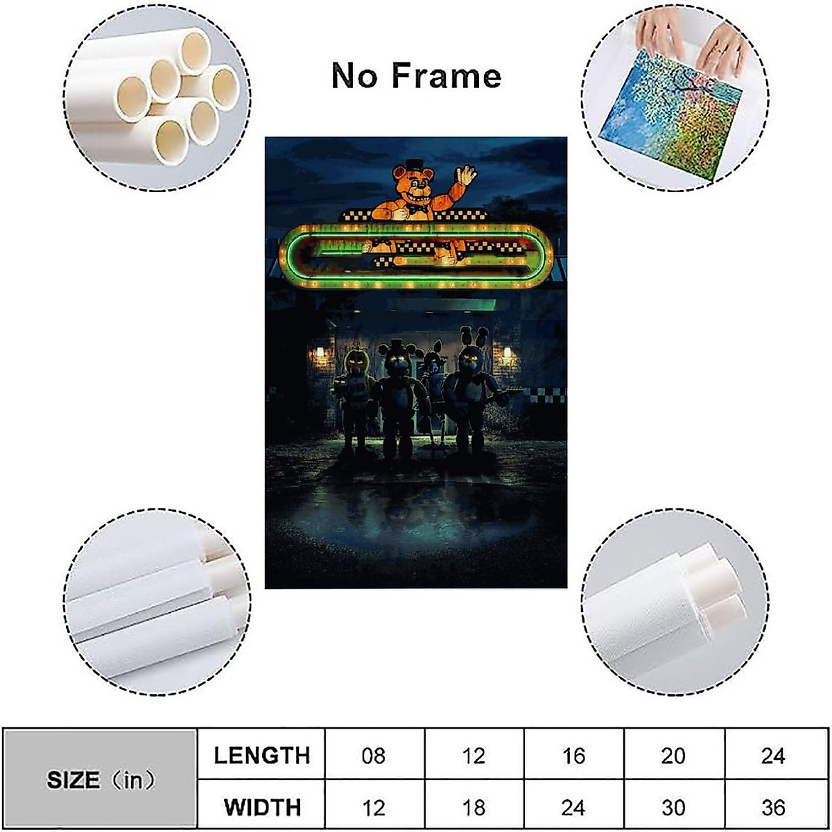 FNAF Movie Poster Canvas Wall Art Poster Wall Art Prints for Teens Room Decor 12x18inch(30x45cm)